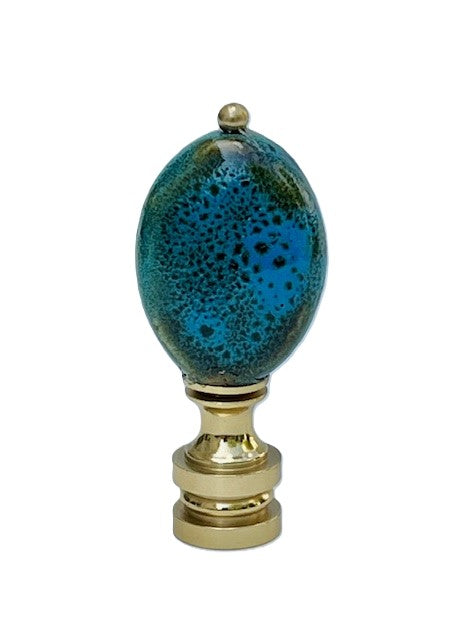 #P118 Turquoise Spotted Ceramic 2.2" Tall – Decorative Arts Lamp Finials